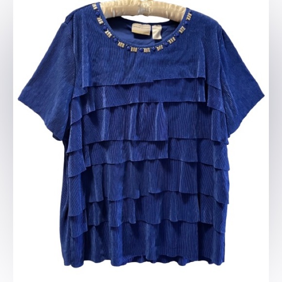 Alfred Dunner | Tops | Vintage Alfred Dunner Blue Blouse W Ruffles ...